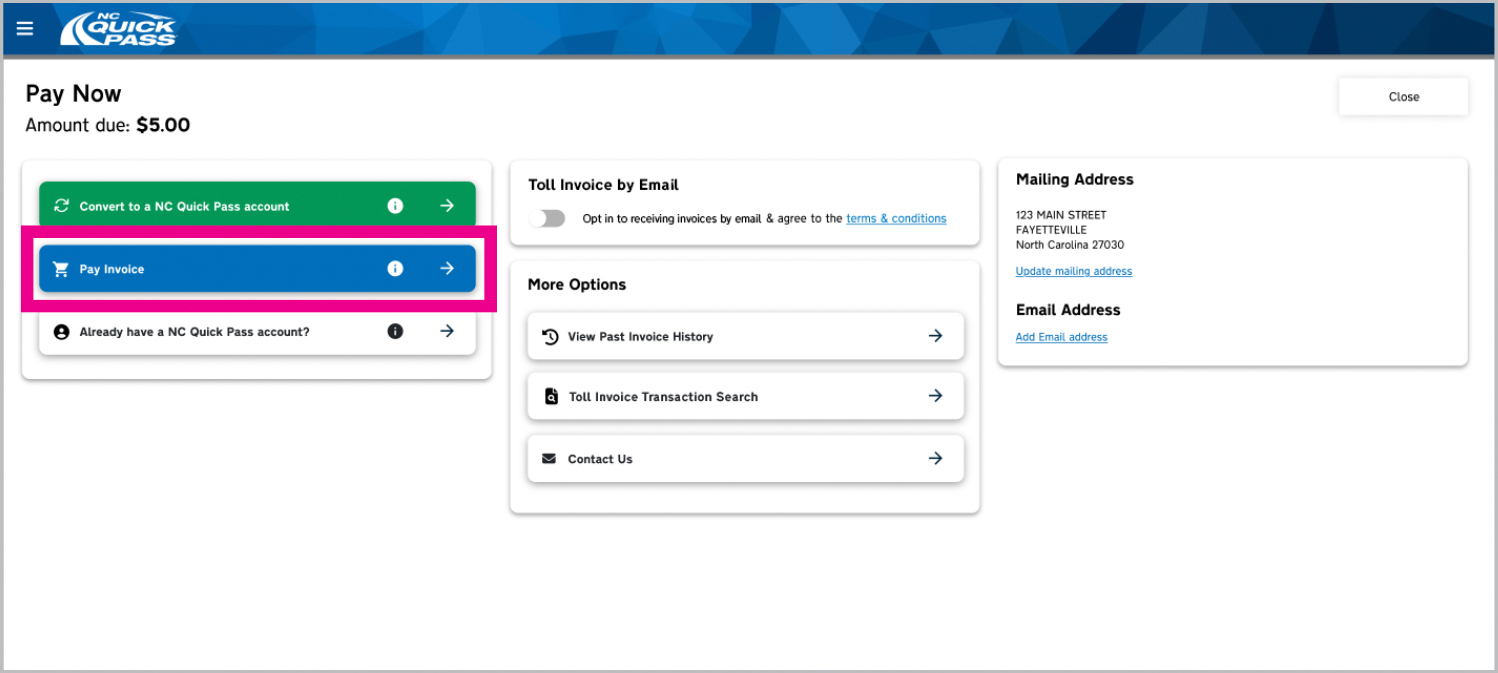 How to Pay Your Invoice Online - NC Quick Pass